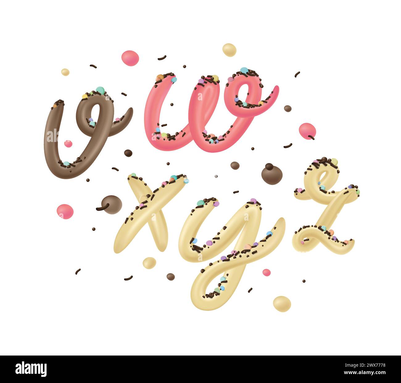 Ice cream and dessert lettering. Frozen chocolate type. Vector ...