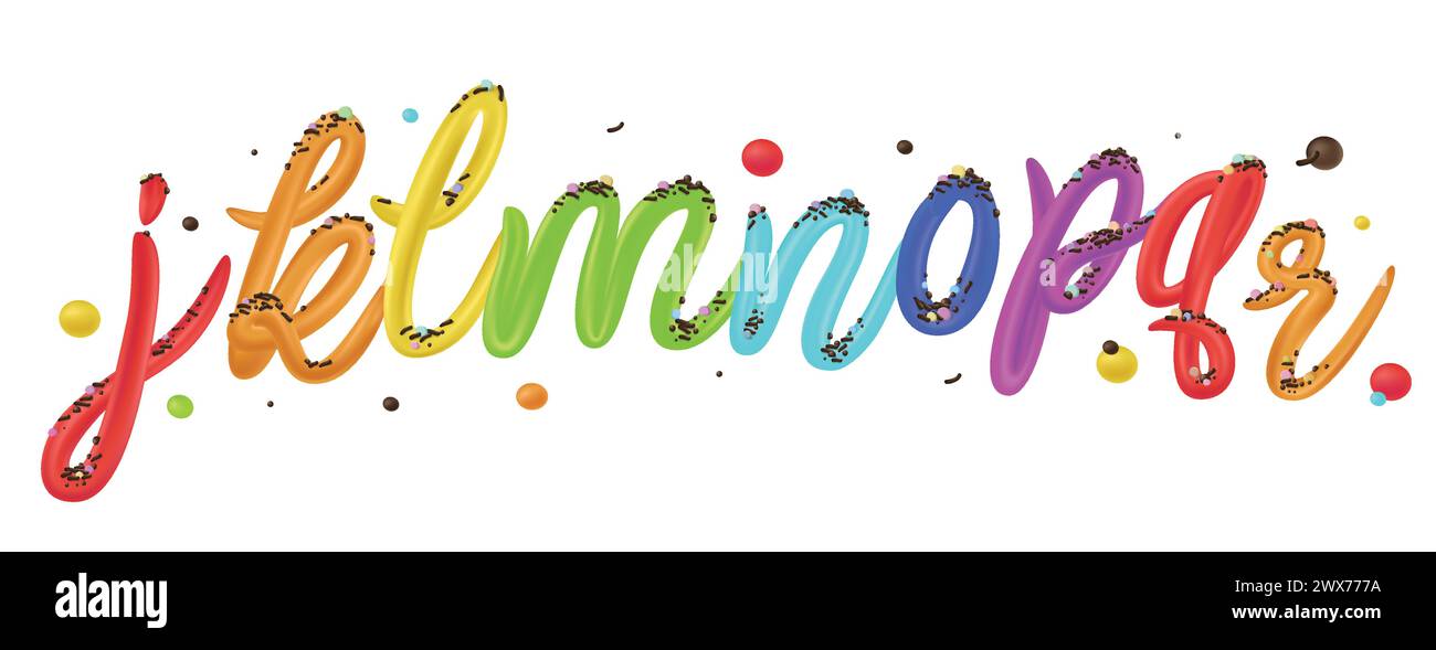 Vector rainbow letters. Red, orange, yellow, green, blue and purple ...