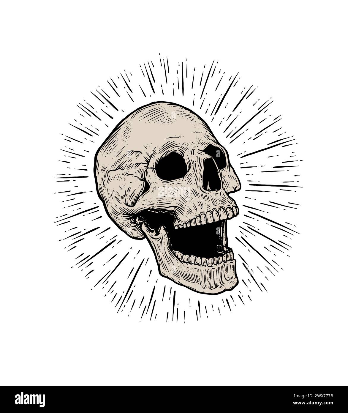 Vector skulls set in black background in retro tattoos old school ...