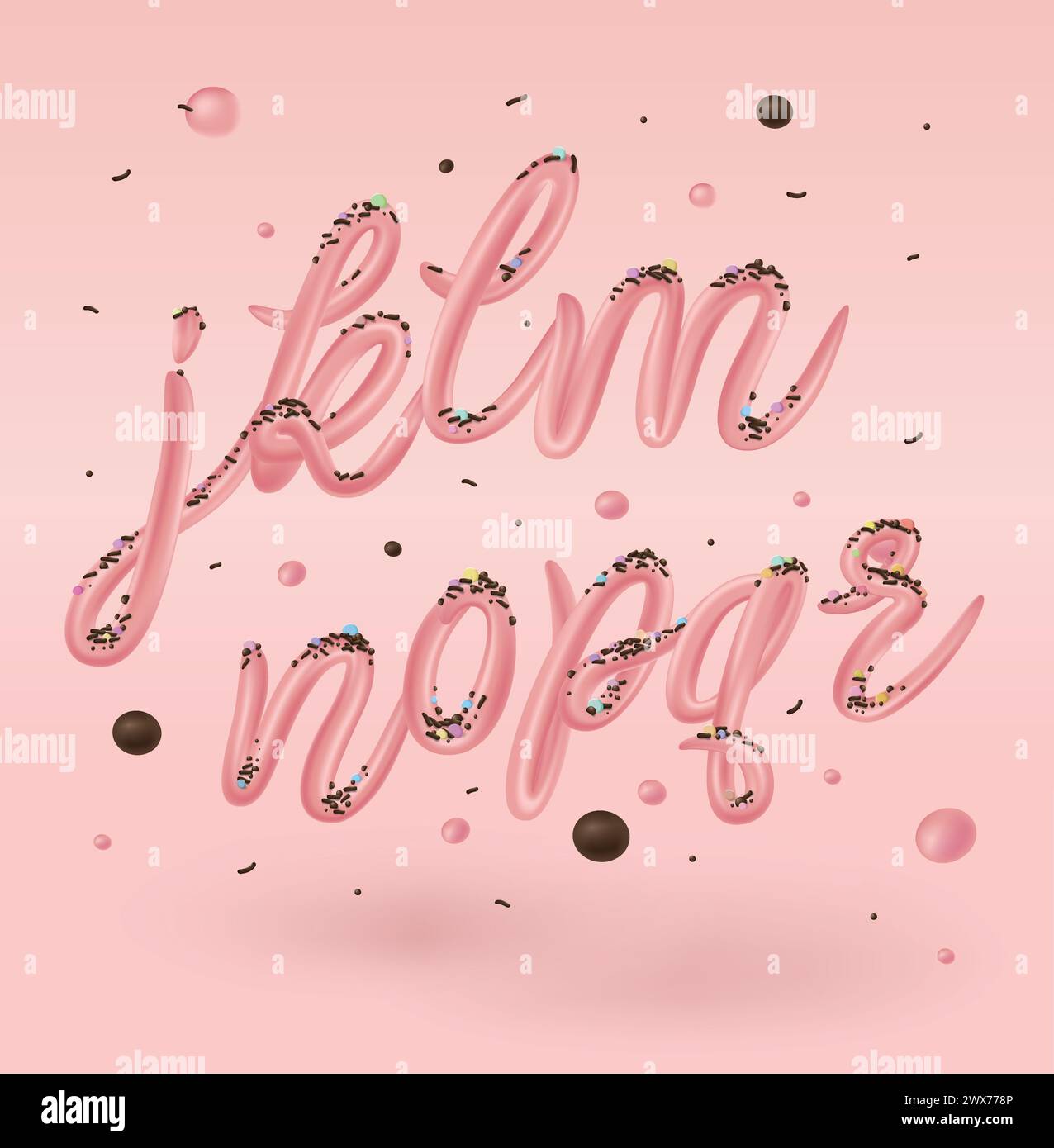 Homemade ice cream typography alphabet. Cold sweets ABC. Edible letters ...