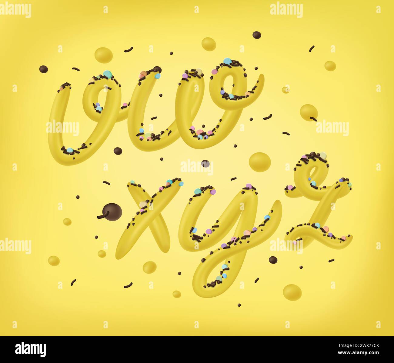 Homemade ice cream typography alphabet. Cold sweets ABC. Edible letters ...