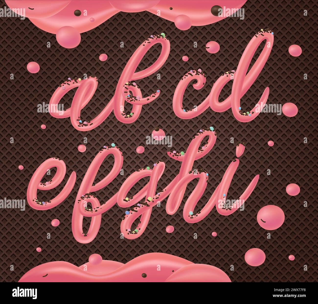 Homemade ice cream typography alphabet. Cold sweets ABC. Edible letters ...