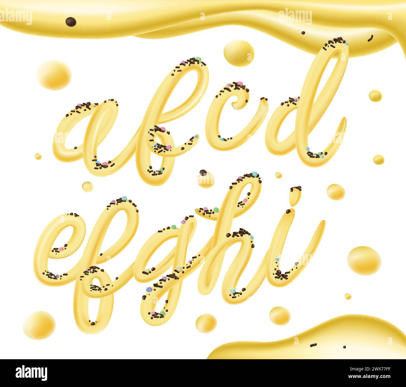 Homemade ice cream typography alphabet. Cold sweets ABC. Edible letters ...