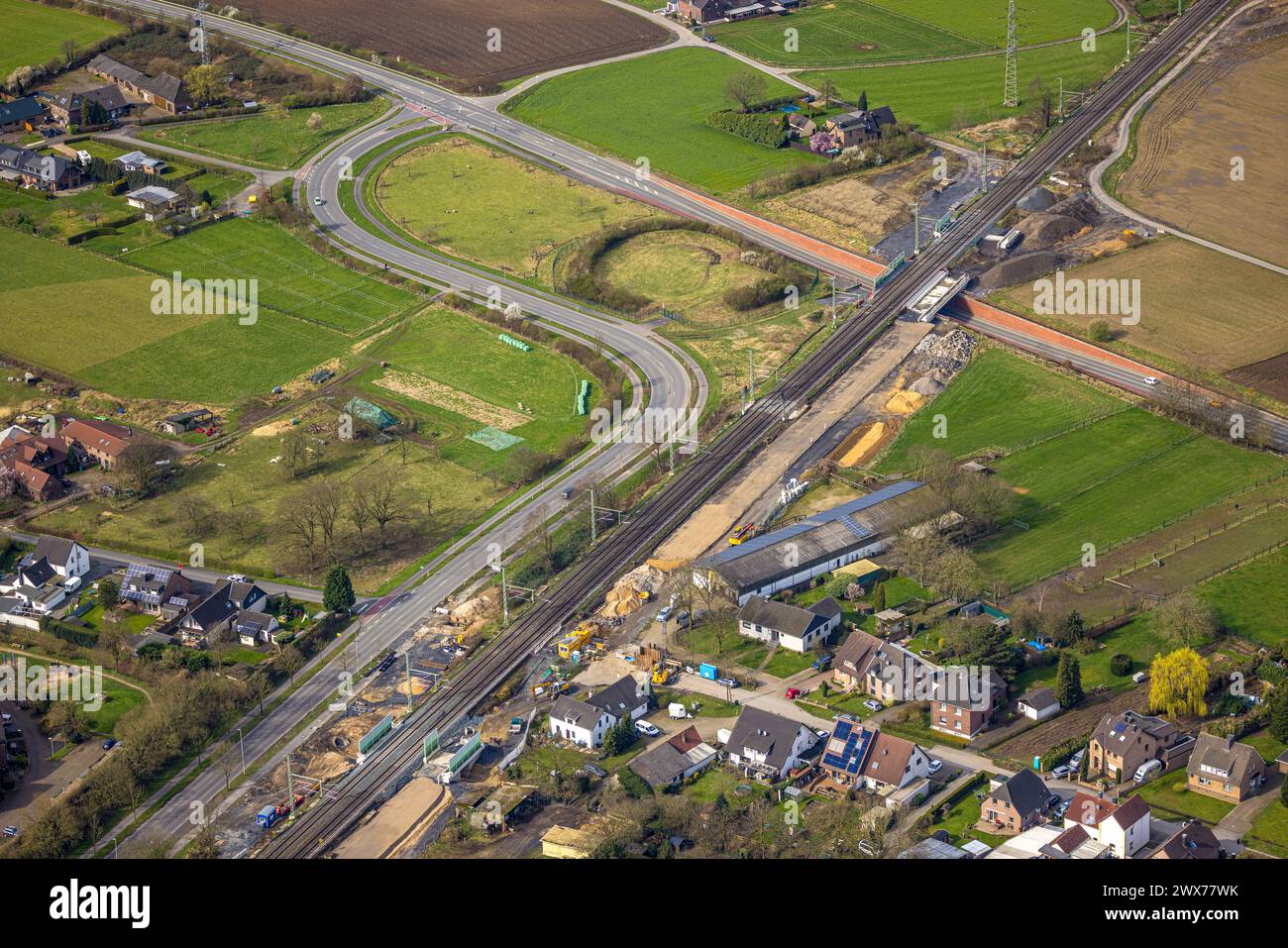 Luftbild, Baustelle Brücke am Hammweg, Ausbau der Betuweroute und ...