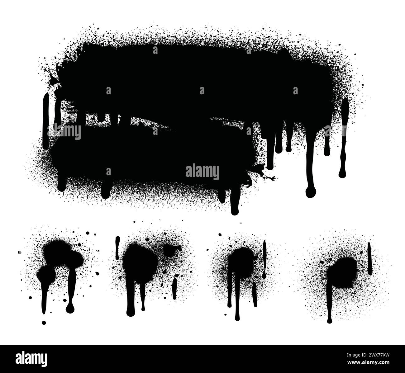 Spray Paint Abstract Vector Elements isolated on White Background ...