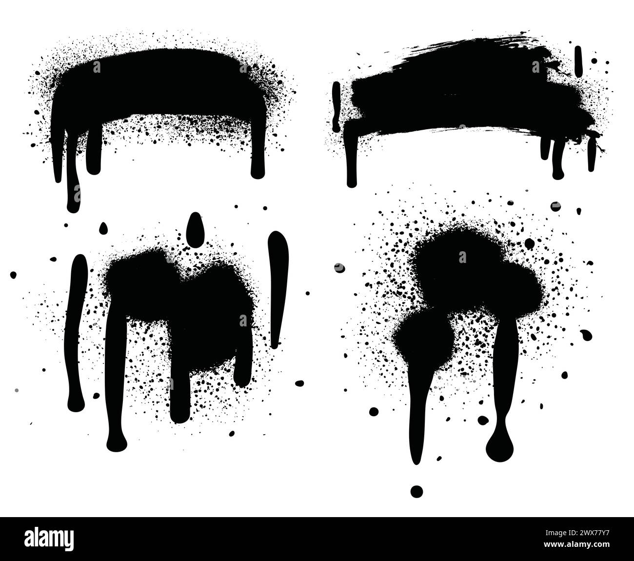 Spray Paint Abstract Vector Elements isolated on White Background ...