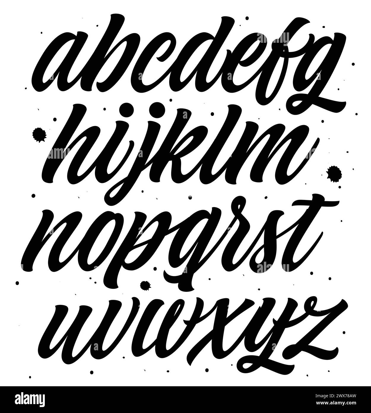 Handwritten script alphabet isolated on white background. Handmade font ...