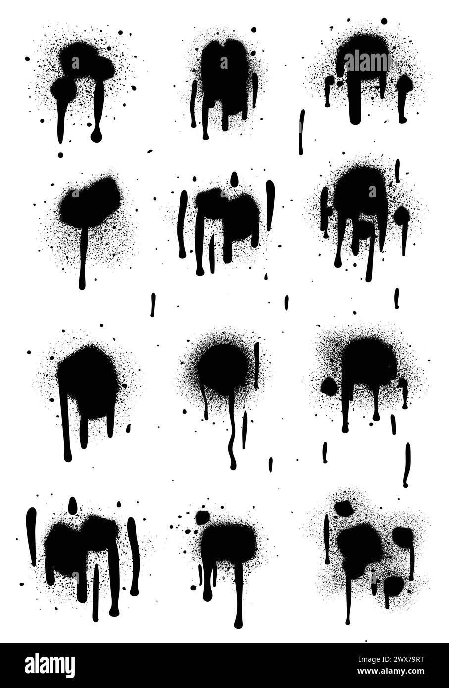 Spray Paint Abstract Vector Elements isolated on White Background ...