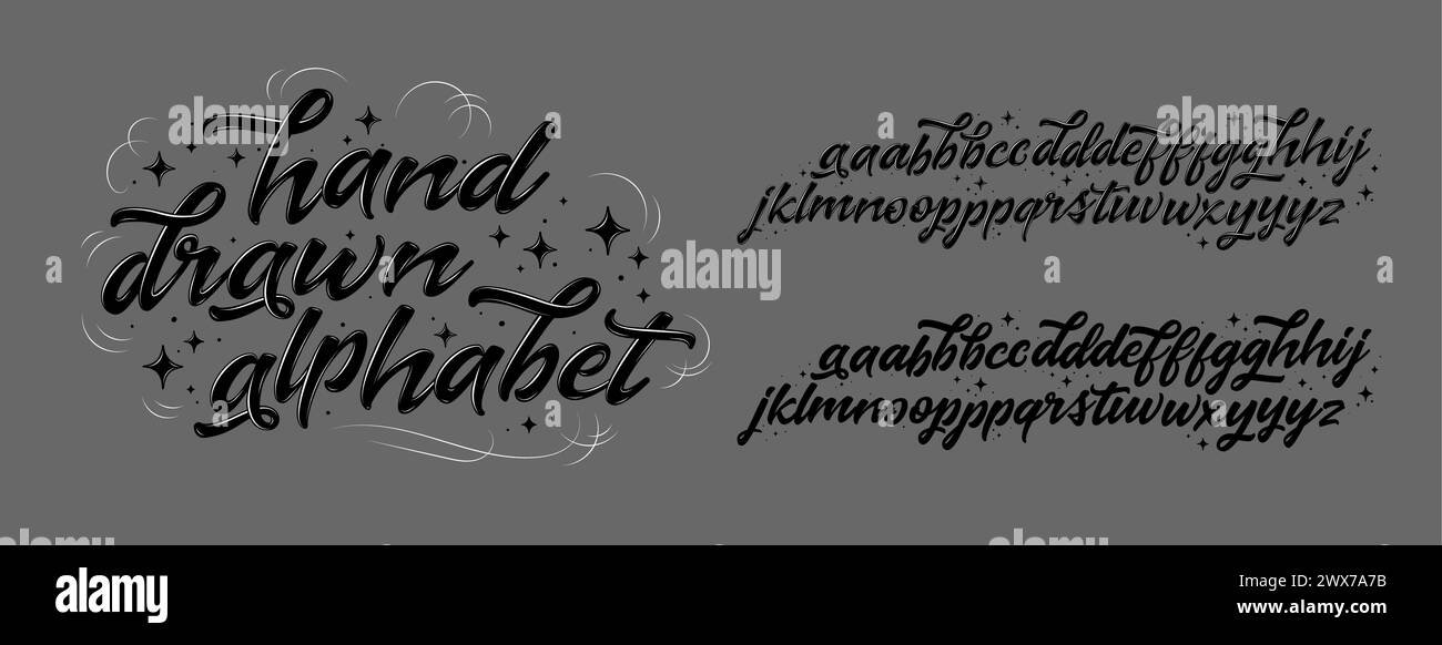 Lettering font isolated on white background. Texture alphabet. Vector ...