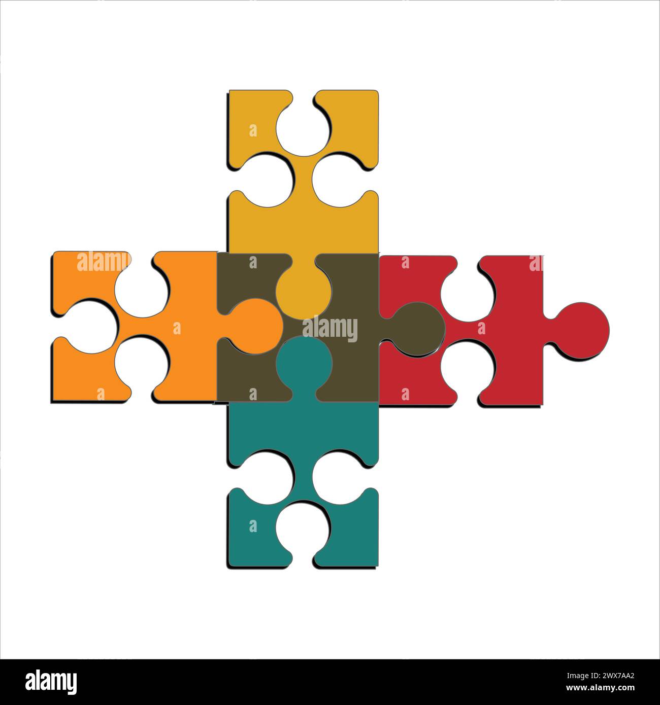 Colorful puzzle jigsaw icon vector Flat design template vector ...