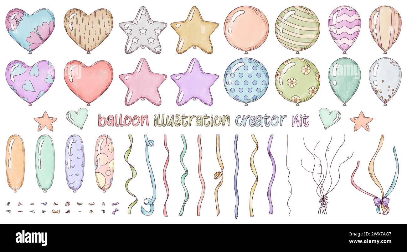 Hand-Drawn Balloon Creator Kit - Whimsical Illustrations Creator, set ...