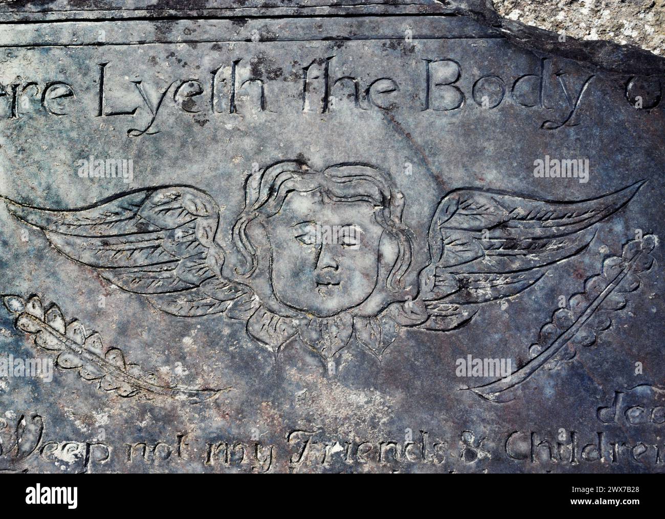 St James' church, St Kew, Wadebridge, Cornwall Detail of winged angel ...