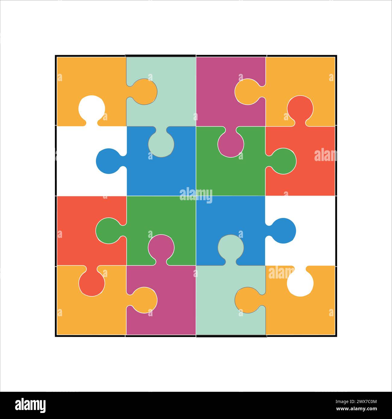 Colorful puzzle jigsaw icon vector Flat design template vector ...