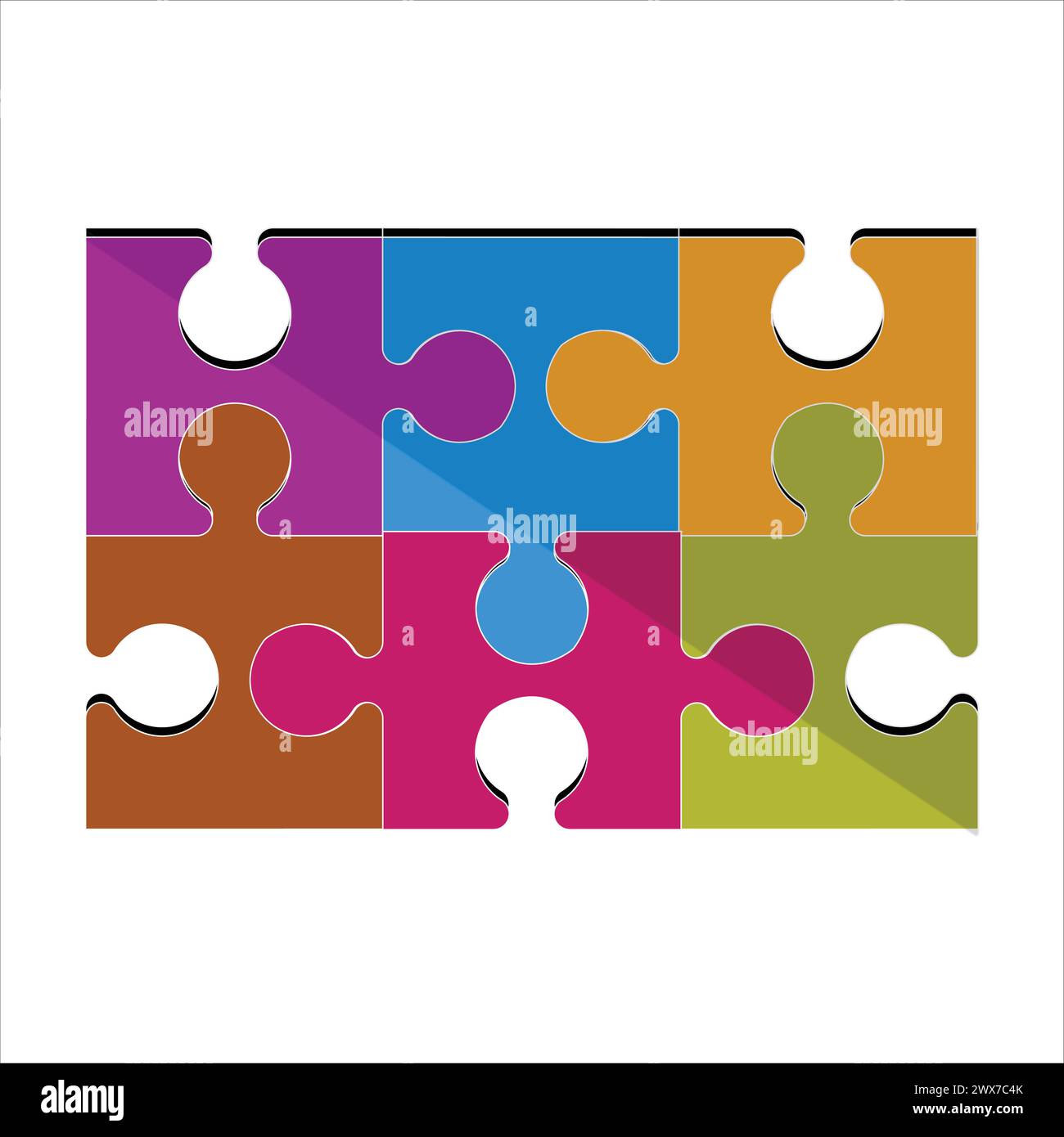 Colorful puzzle jigsaw icon vector Flat design template vector ...