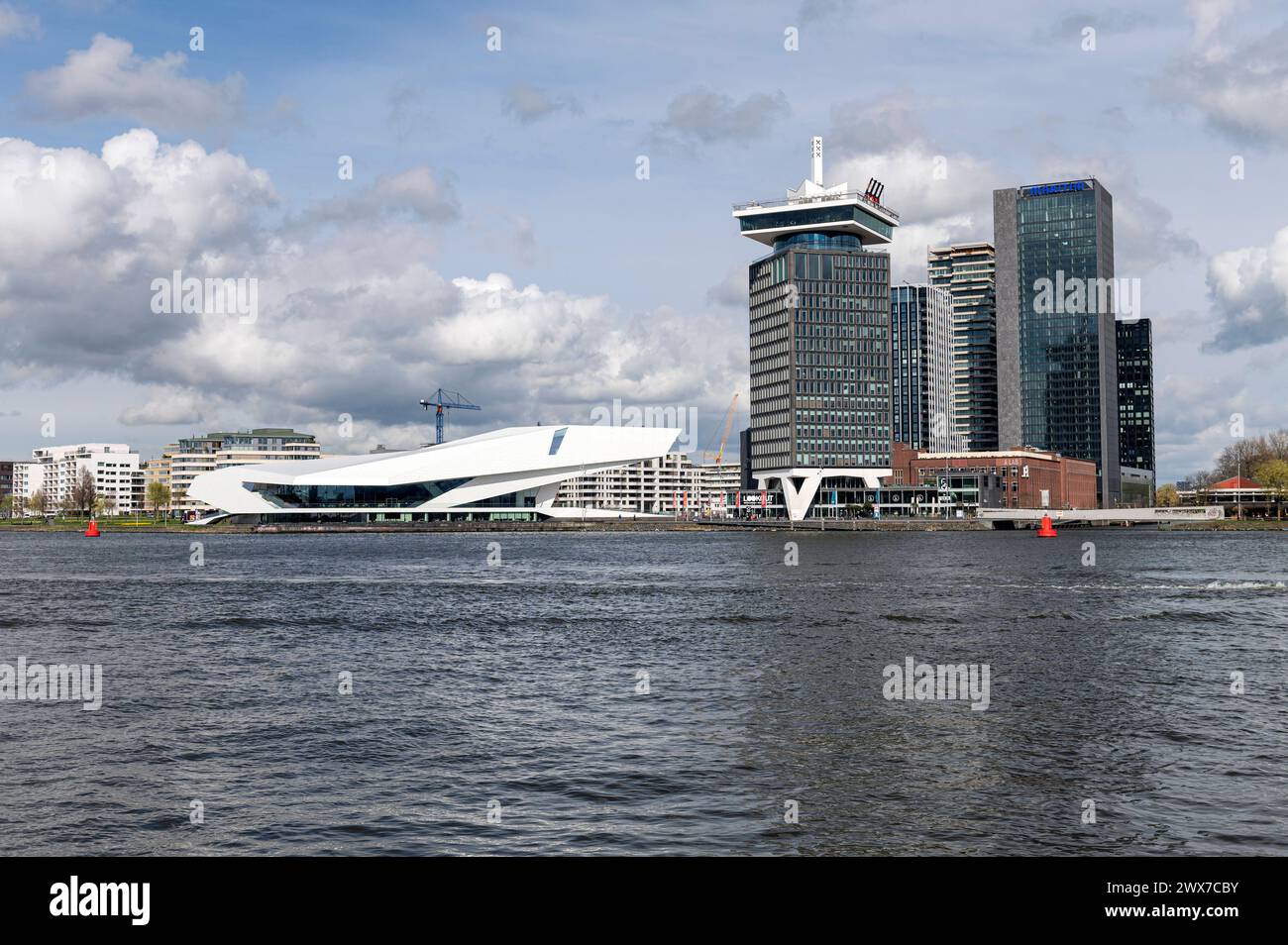 Amsterdam The Netherlands March 2024 View across het Ij waterway to Eye ...