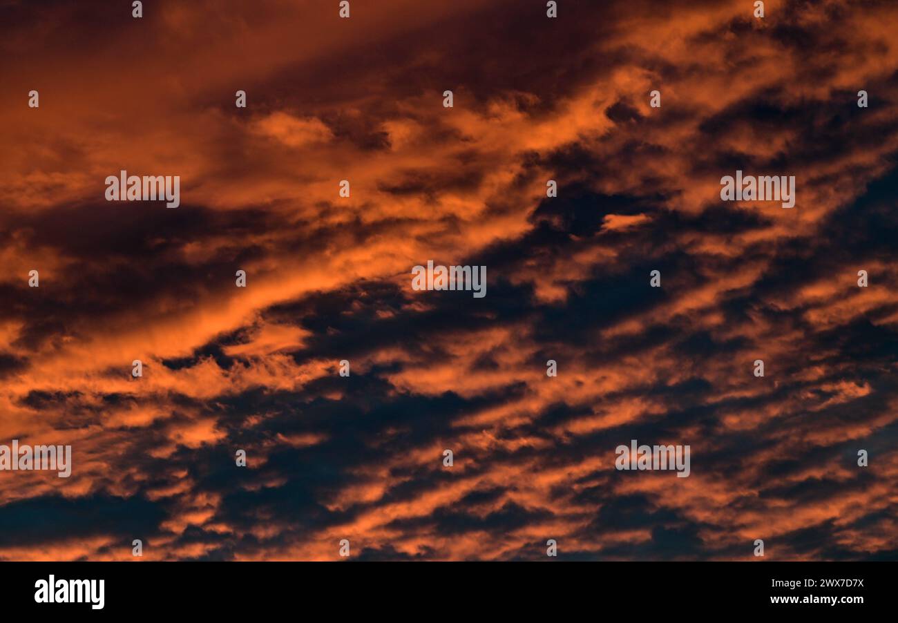 dramatic Red clouds for pattern background. A burning sky in a horror ...