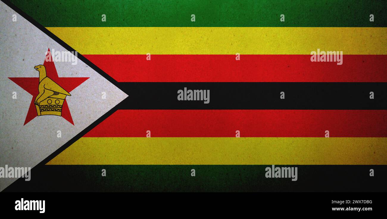 Flag of Zimbabwe printed on a paper sheet Stock Photo - Alamy