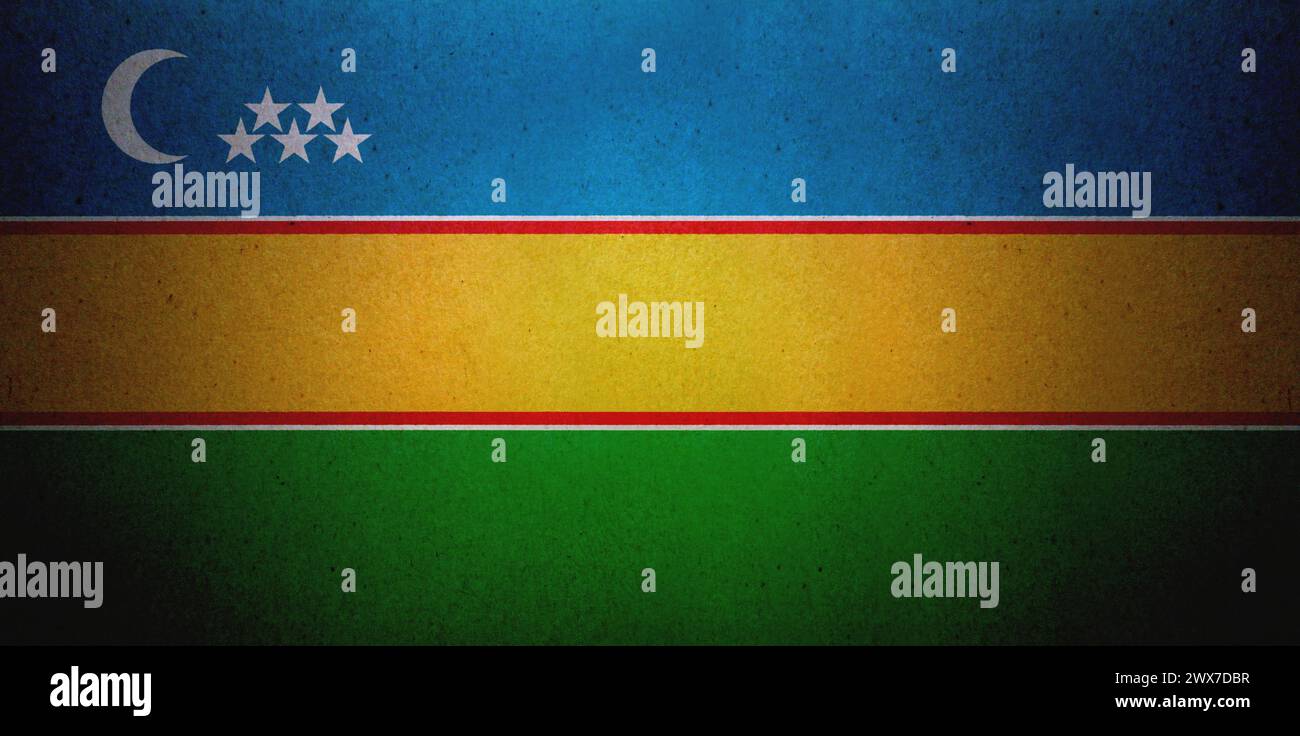 Flag of Karakalpakstan (Uzbekistan) printed on a paper sheet Stock ...
