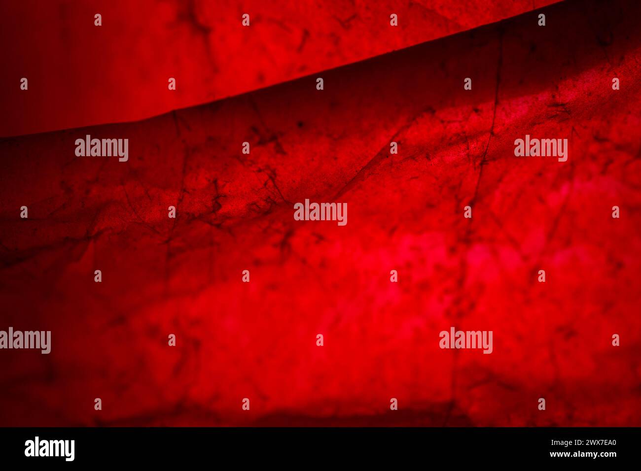 Extreme close up of red empty plastic bag background. The plastic ...