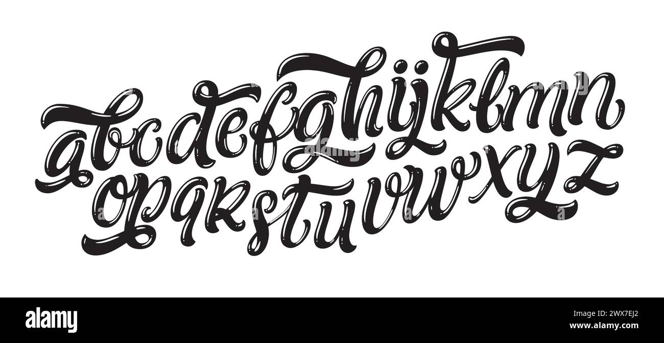 Lettering font isolated on white background. Texture alphabet. Vector ...