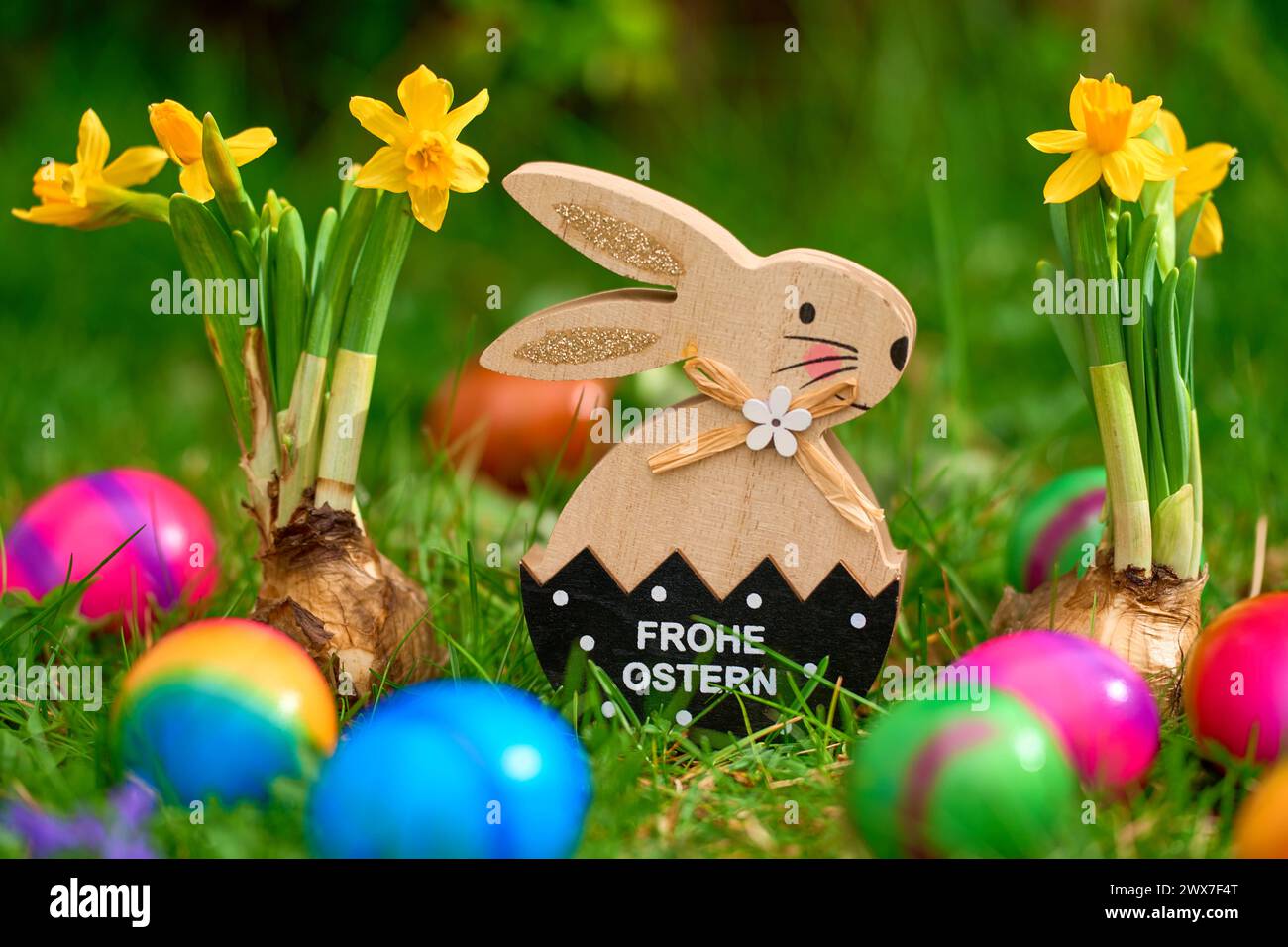 Augsburg, Bavaria, Germany - 28 March 2024: Wooden Easter bunny in a ...