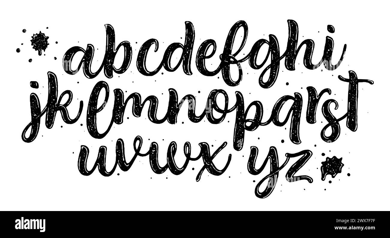 Lettering font isolated on white background. Texture alphabet. Vector ...