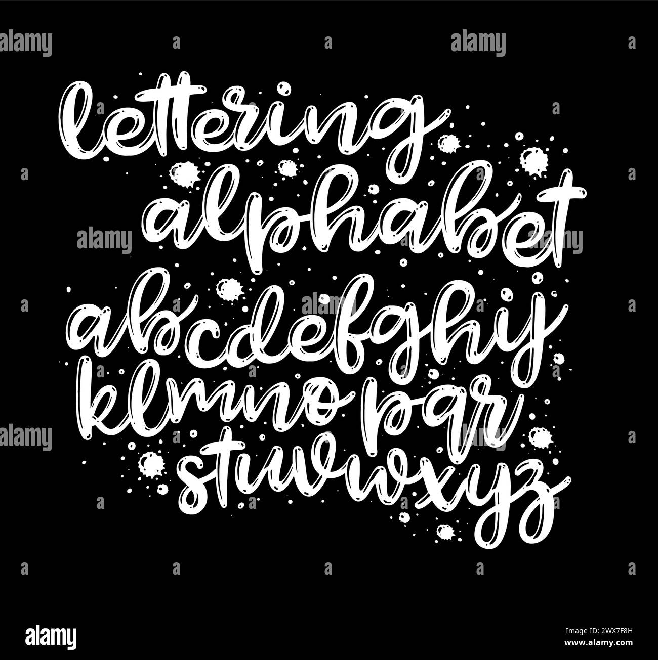 Lettering font isolated on white background. Texture alphabet. Vector ...