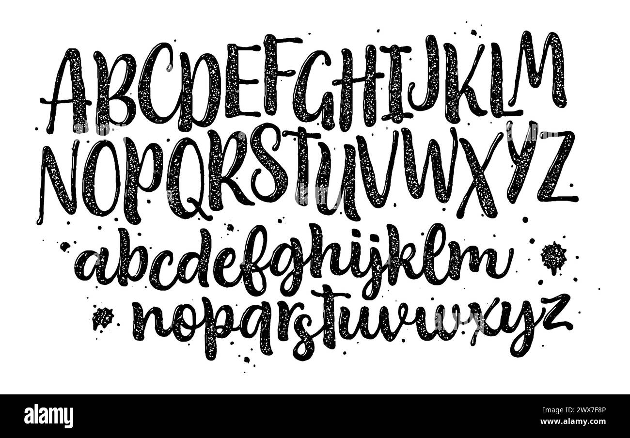 Lettering font isolated on white background. Texture alphabet. Vector ...