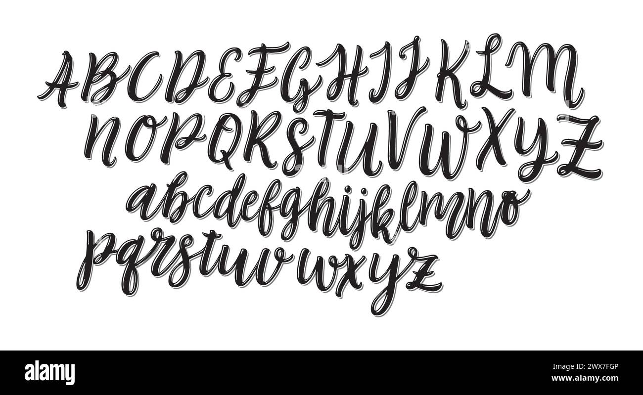 Lettering font isolated on white background. Texture alphabet. Vector ...