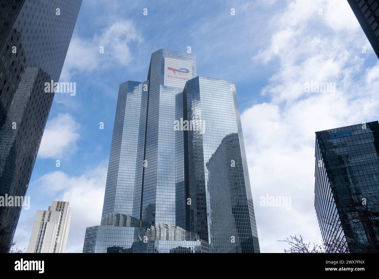 Illustration of the front of the Total Energies headquarters towerParis ...