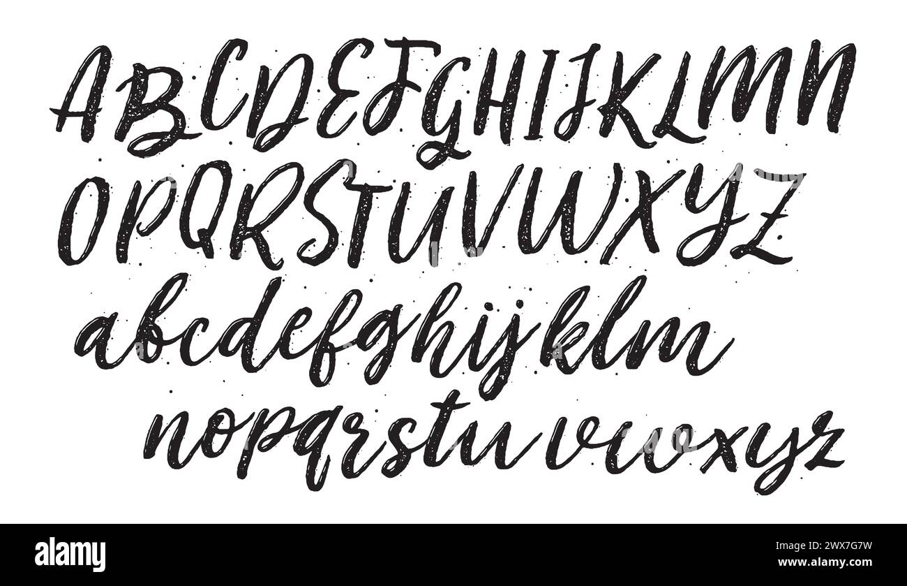 Lettering font isolated on white background. Texture alphabet. Vector ...