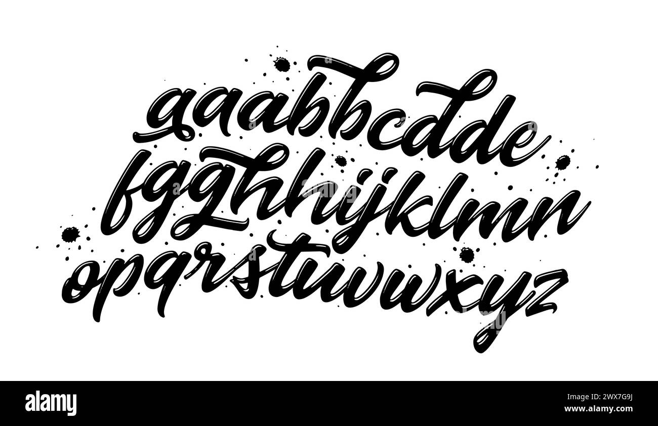 Lettering font isolated on white background. Texture alphabet. Vector ...