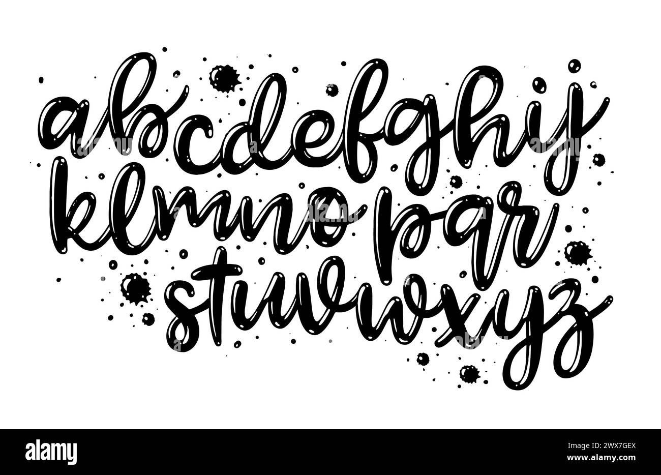 Lettering font isolated on white background. Texture alphabet. Vector ...