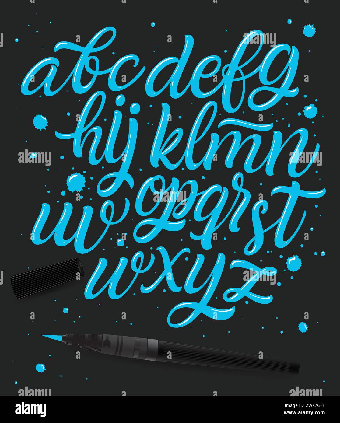 Lettering font isolated on white background. Texture alphabet. Vector ...