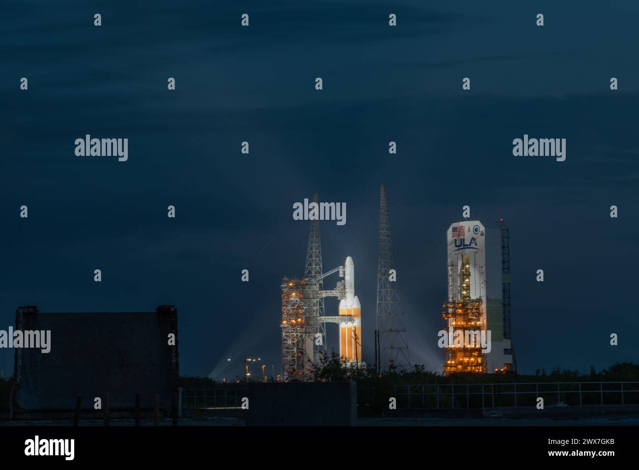 NROL-70 with the ULA Delta IV Heavy rocket as the mobile launch tower ...