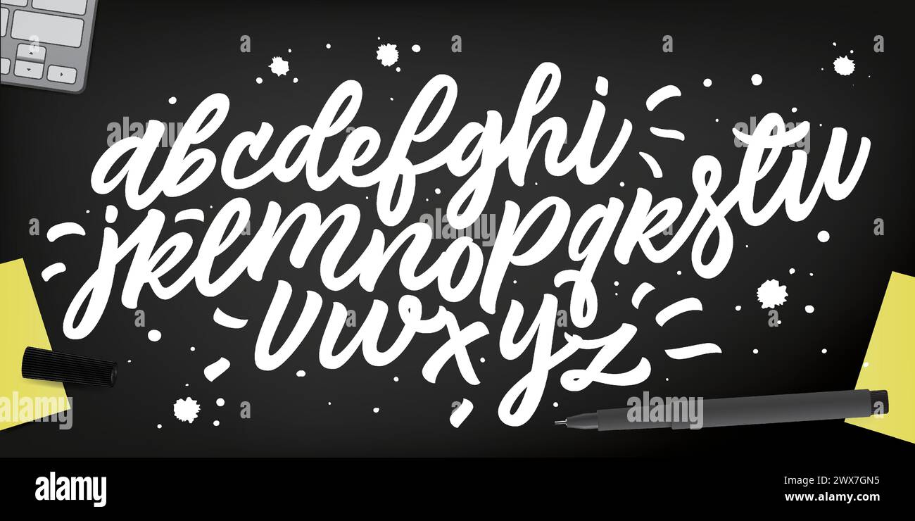 Lettering font isolated on white background. Texture alphabet. Vector ...