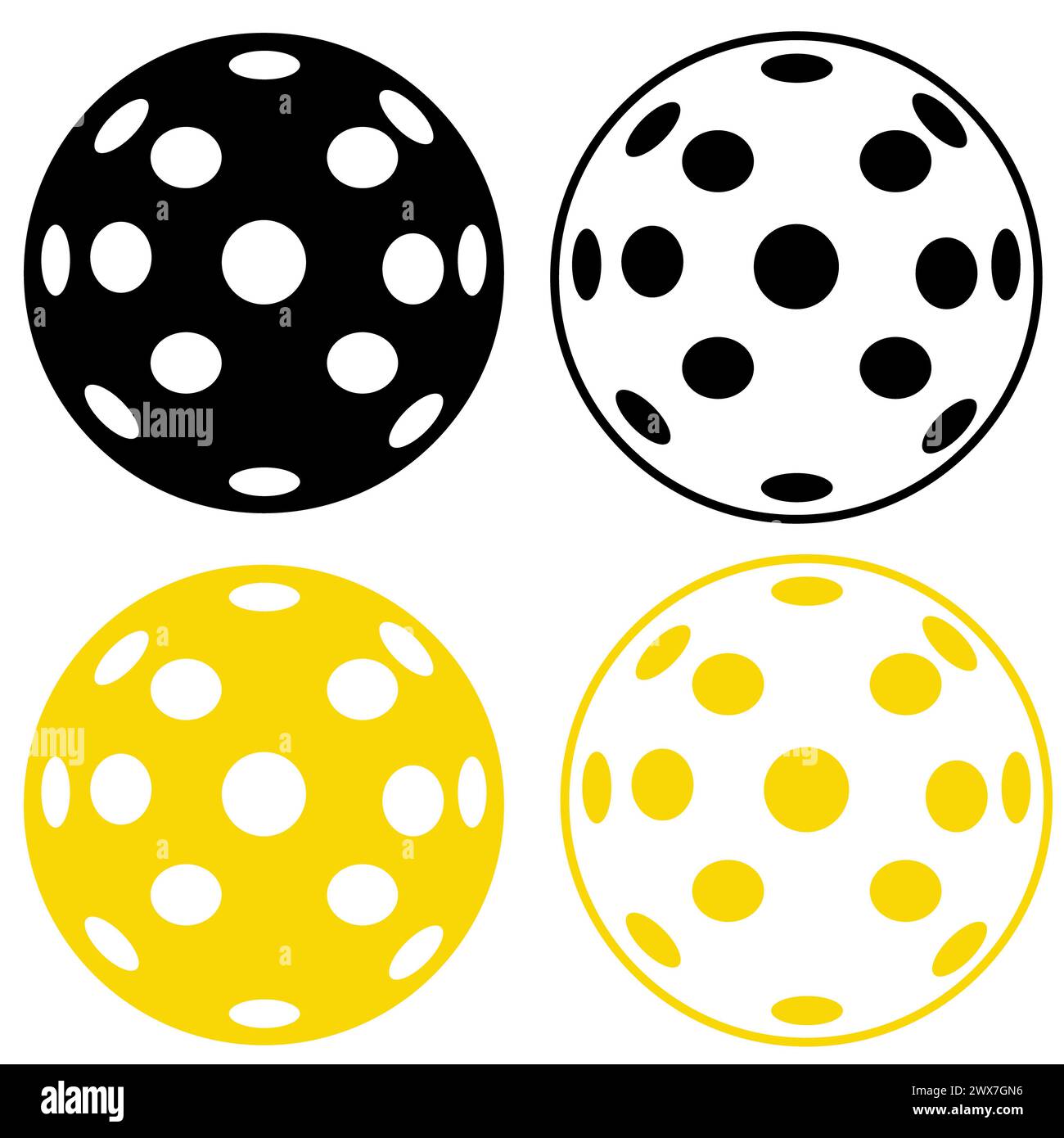 Ball pickleball black set icon. Ball pickleball black sign. Pickleball ...
