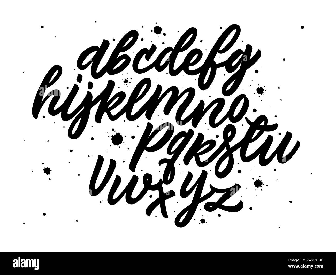 Lettering font isolated on white background. Texture alphabet. Vector ...