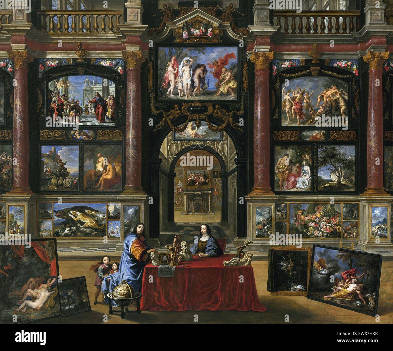 Interior with figures in a picture gallery Gonzales Coques / Dirck van ...