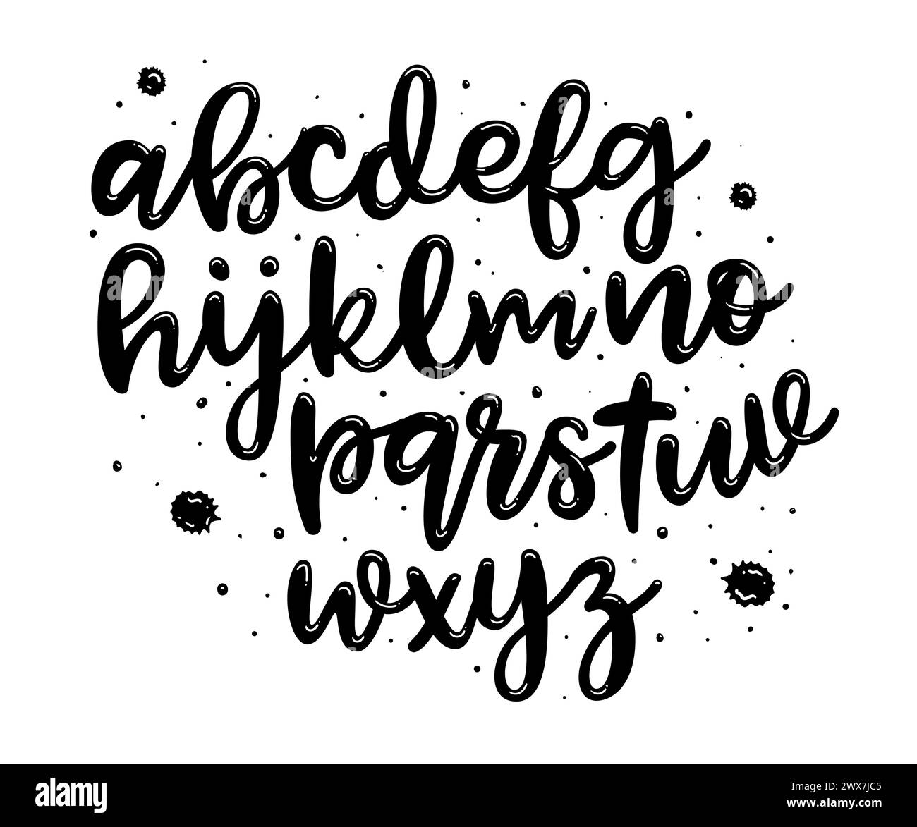 Lettering font isolated on white background. Texture alphabet. Vector ...