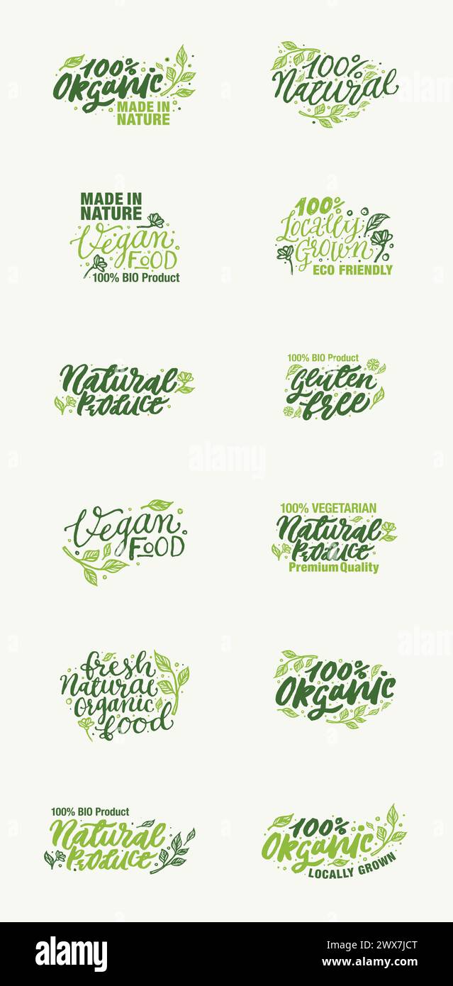 Organic Product, Made in Nature and Locally Grown Vegan logos and ...