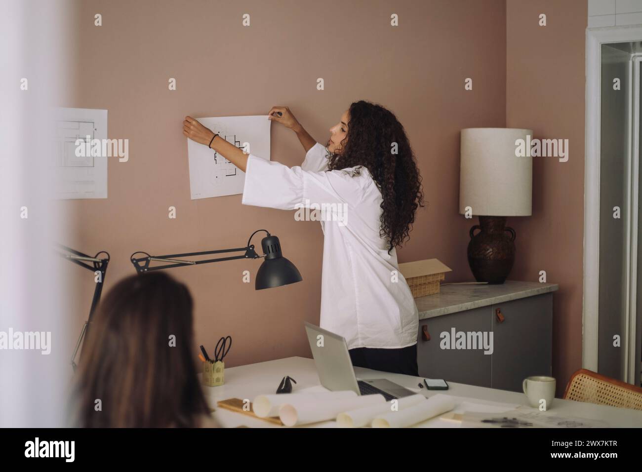 Engineer architect working blueprint office hi-res stock photography ...