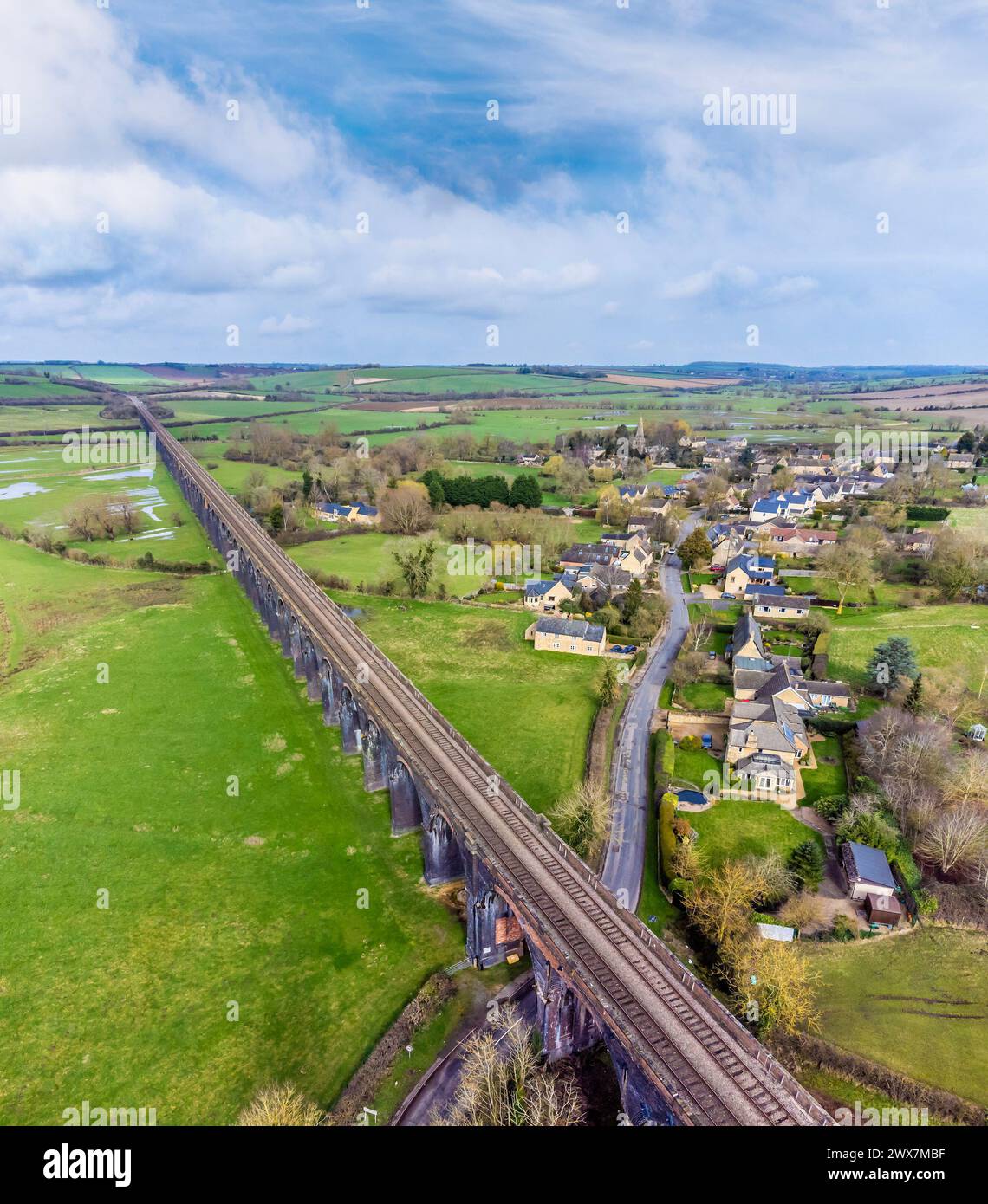 An aerial view across the Welland Valley above the spectacular ...