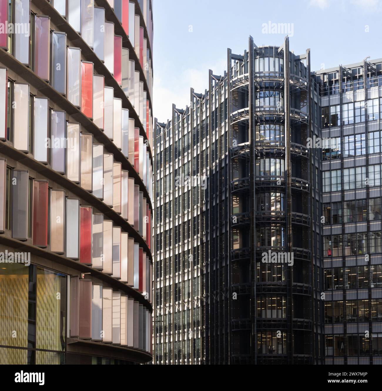 30 Old Bailey and 10 Fleet Place - A close-up view of two contrasting ...