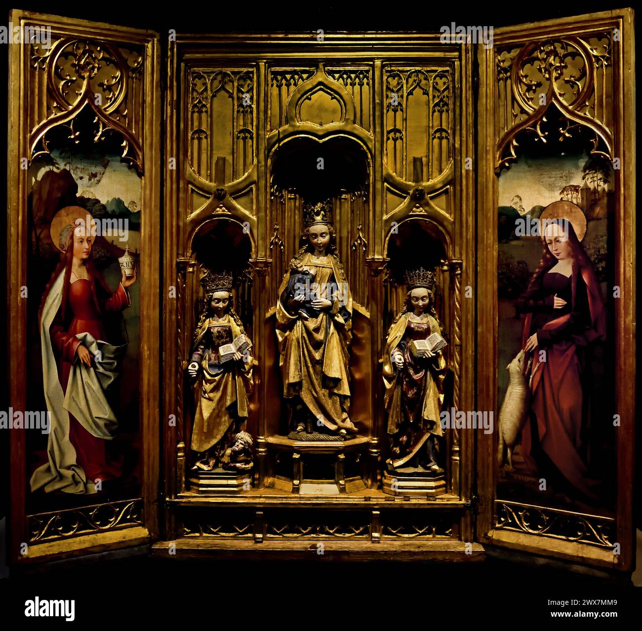 Triptych Mary with Child, Catherine, Barbara, Mary Magdalene and Agnes 1500 Museum Mayer van den ...