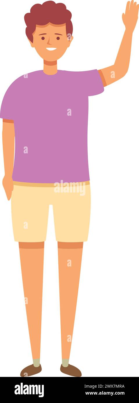 Male kid say hi icon cartoon vector. Happy visit to grandmother. Love ...