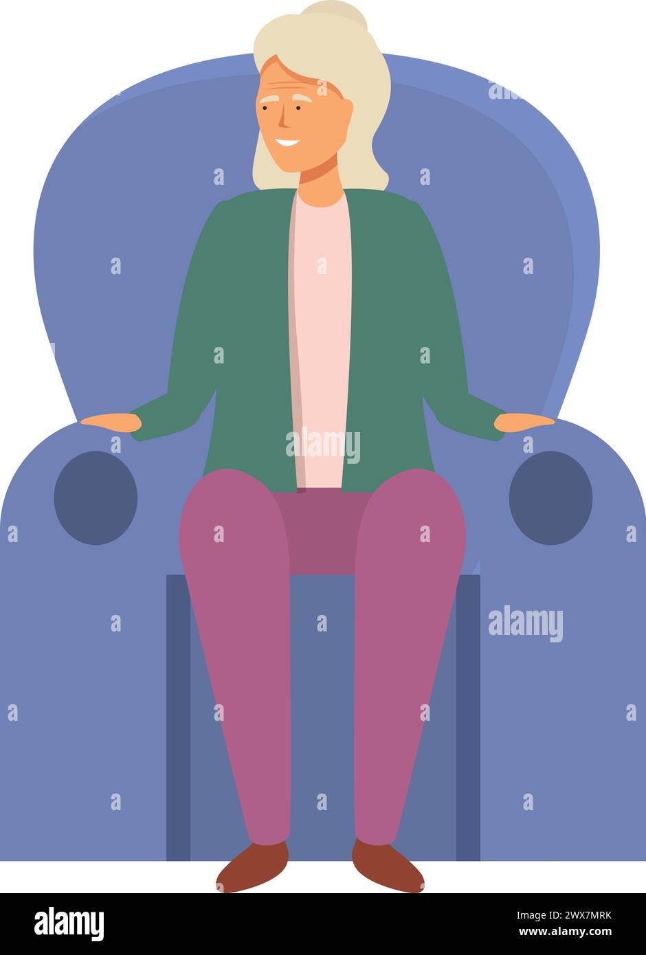 Happy granny relax at armchair icon cartoon vector. Family aged sitting ...