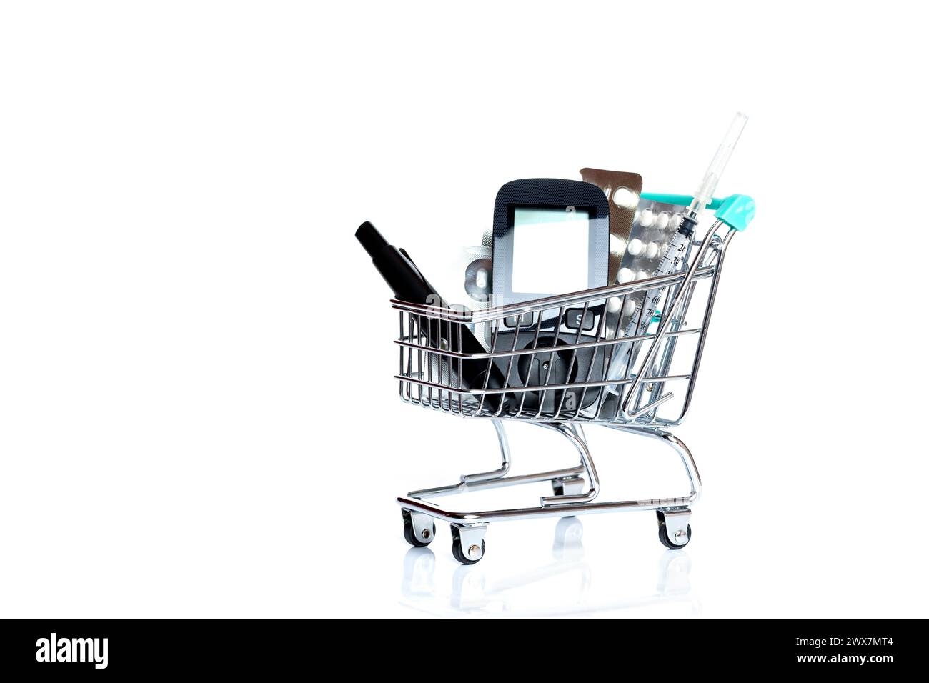 Grocery cart The cart with glucometer, lancet, insulin syringe and ...