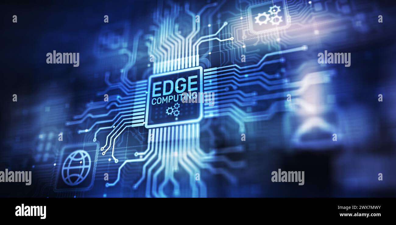 Edge computing modern IT technology on virtual screen concept Stock ...