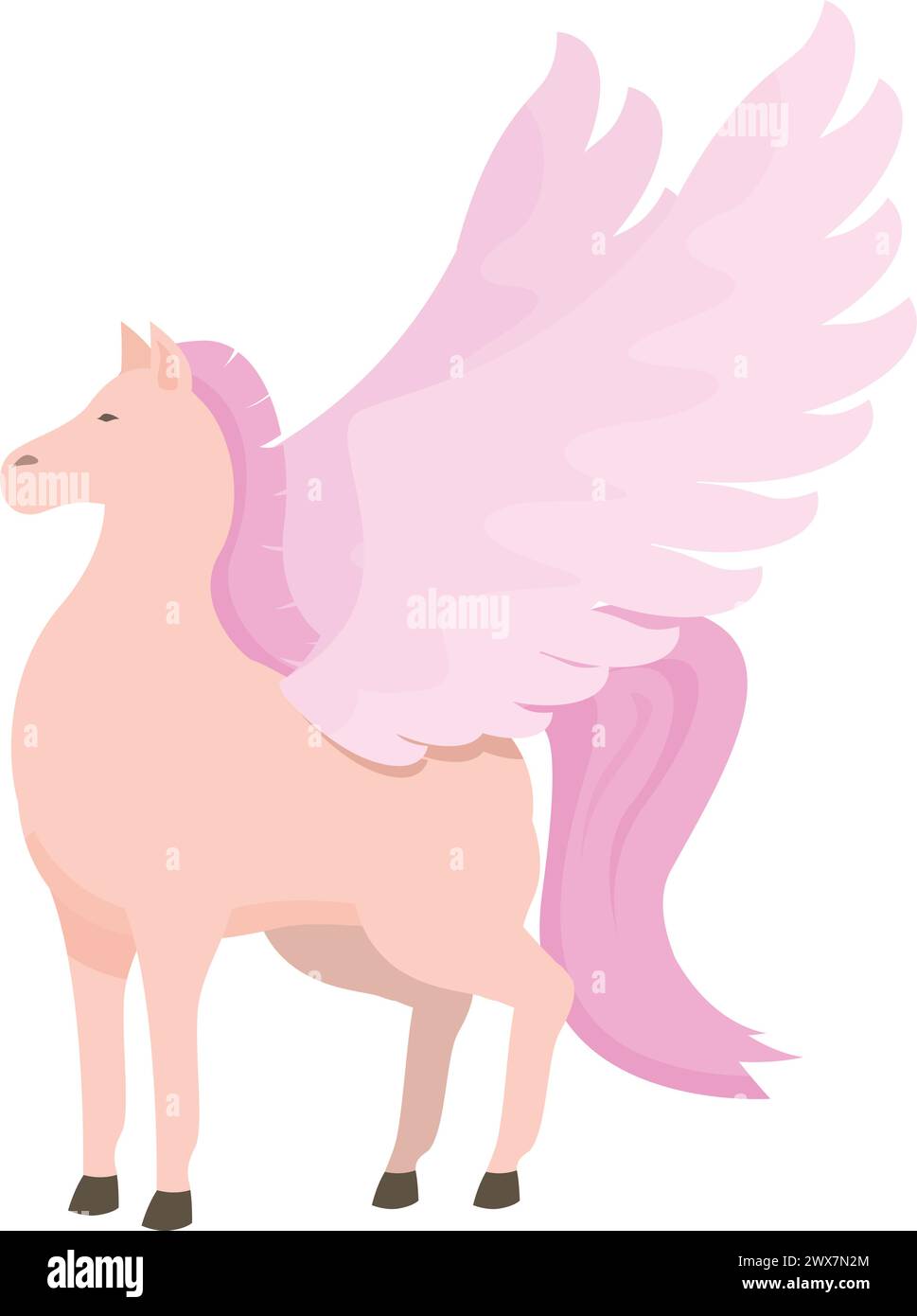 Pink animal ride icon cartoon vector. Wing magic horse. Happy myth ...